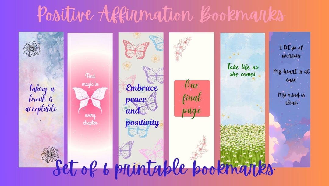 Positive Affirmation Bookmarks, Printable, Instant Digital Download ...