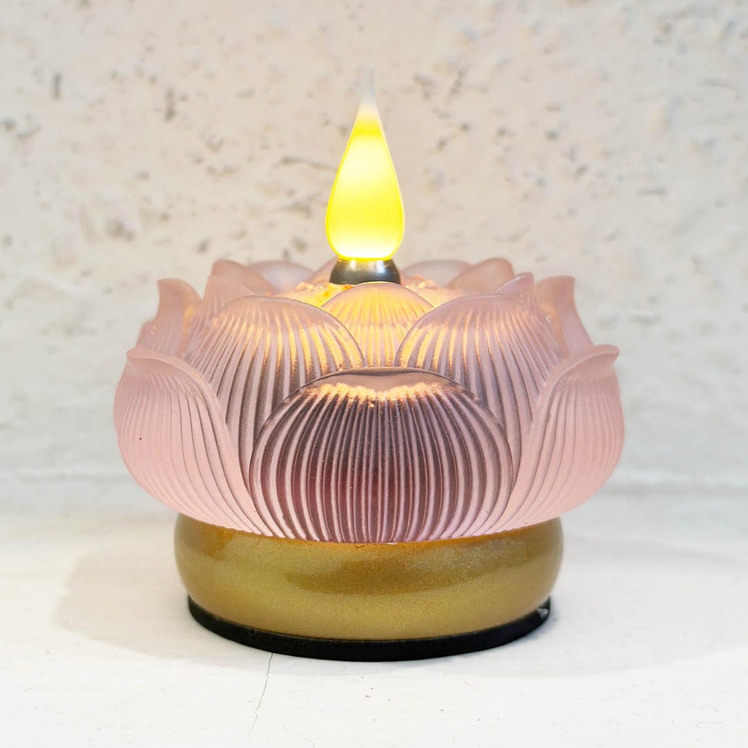 Glass Lotus Lamp, Altars Shrines Lamp, Home Buddha LED Simulation ...