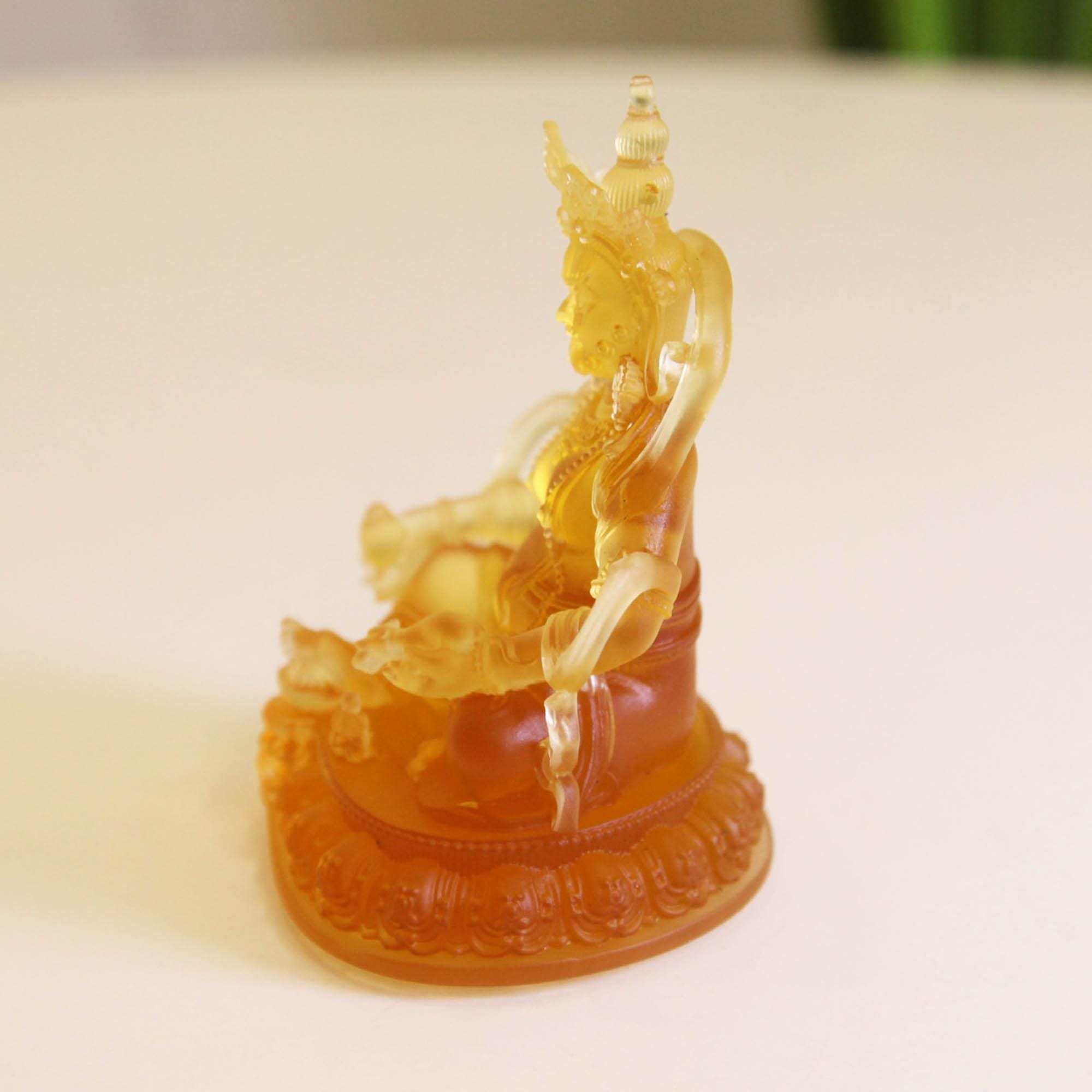 Glass Wealth Deities & Yellow Jambhala Altar Statue – Sacred Vajrayana ...