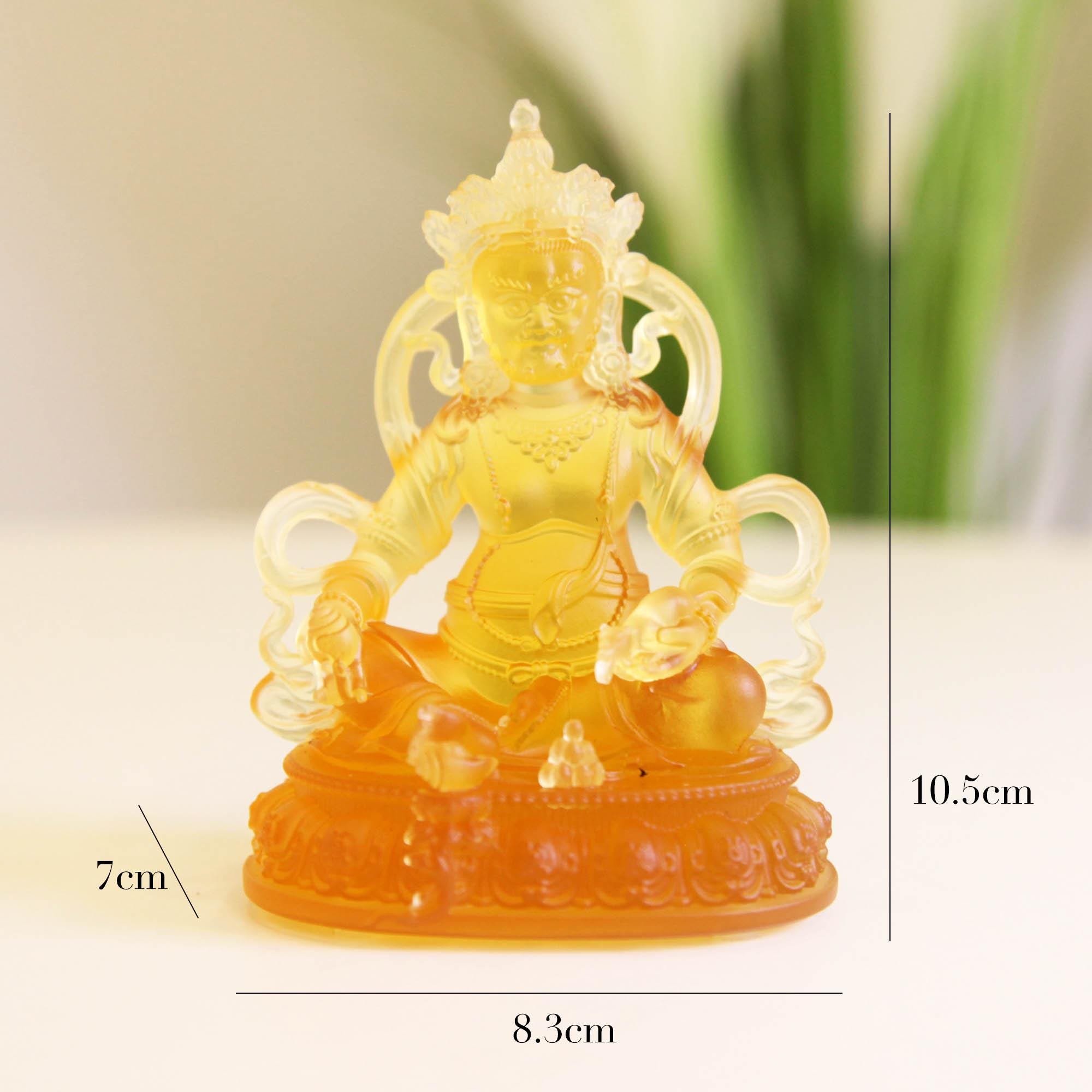 Glass Wealth Deities & Yellow Jambhala Altar Statue – Sacred Vajrayana ...