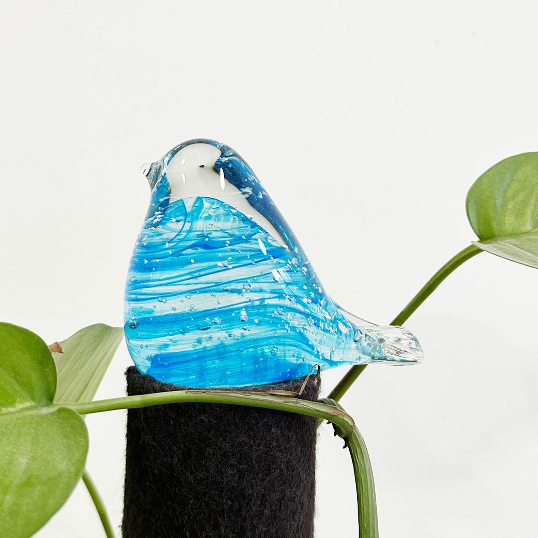 Handmade Glass Bird, Pink & Blue Glass Birds, Desk Decoration, Glass ...