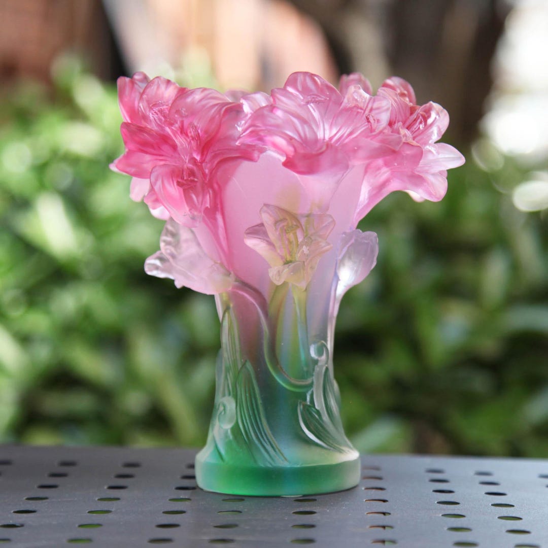 Glass Flower, Glass Artwork Lily Vase, Glass Decoration Living Room ...