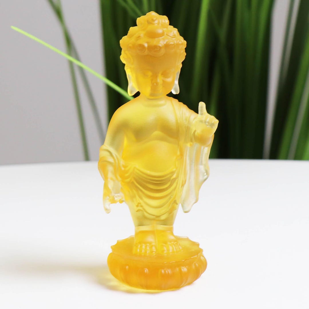 Liuli Art Glass Buddha Statue: Sakyamuni Prince Lotus Bath Basin - Etsy