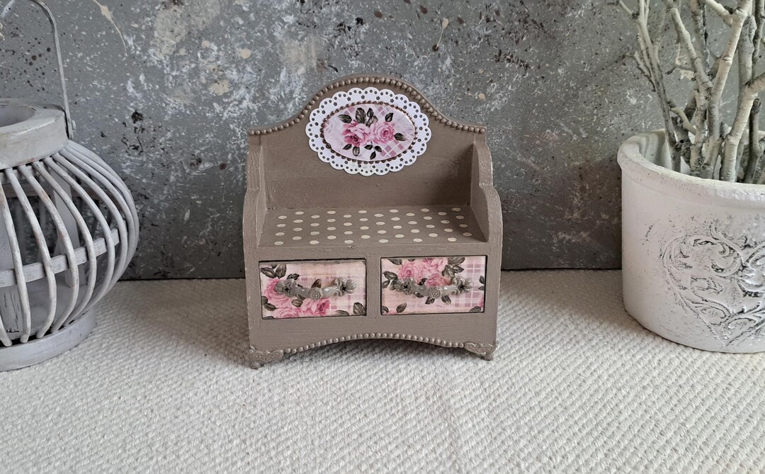 Handmade Wooden Mini Chest – Vintage Style With Decoupage and Stencil ...