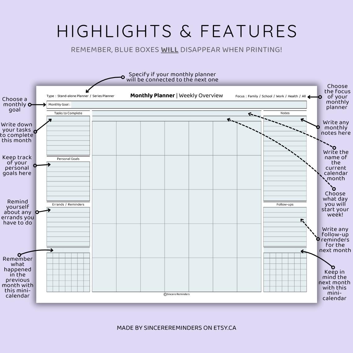 Blank Monthly Planner Template, Digital Download, EDITABLE Undated ...