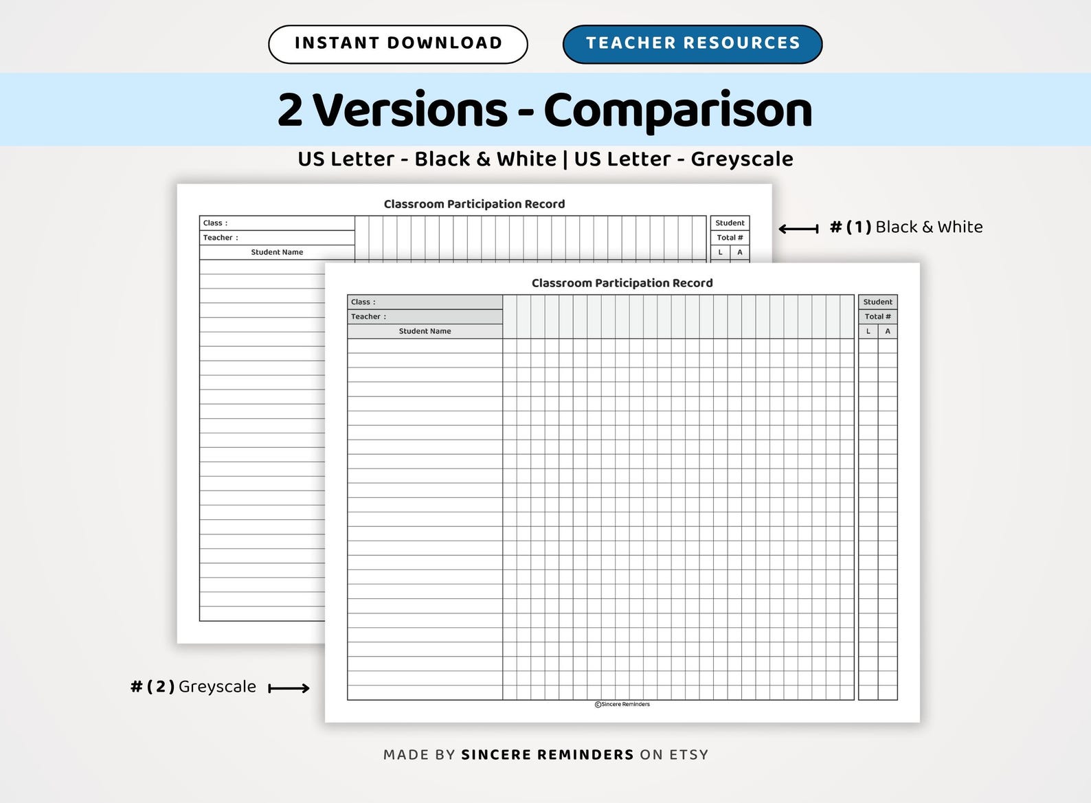 Classroom Participation Record Sheet for Teachers, Student Attendance ...
