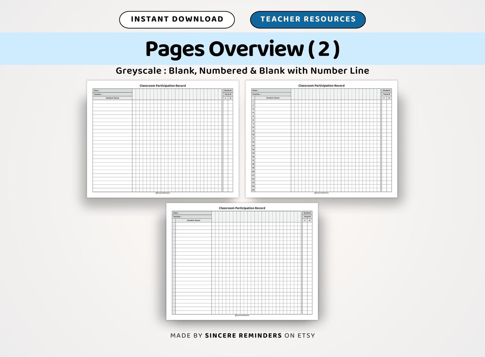 Classroom Participation Record Sheet for Teachers, Student Attendance ...