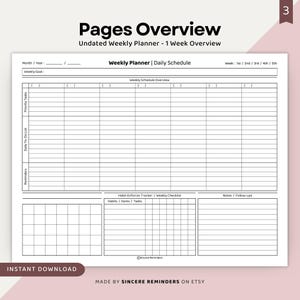 Undated Weekly Planner Digital Download | Daily Task Organizer and ...