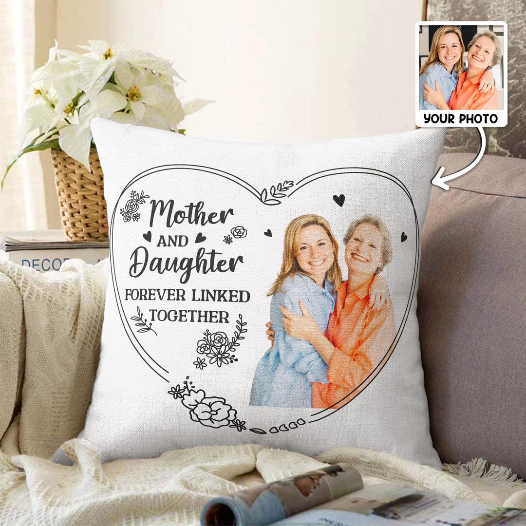 Custom Mother Daughter Photo Pillow, Personalized Flannel Cushion - Etsy
