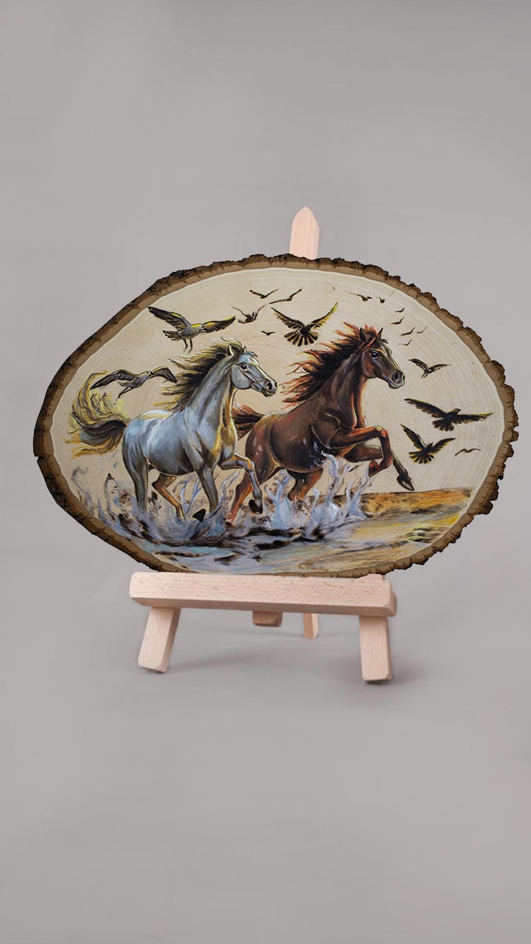 Horses on the Beach: Pyrography - Etsy