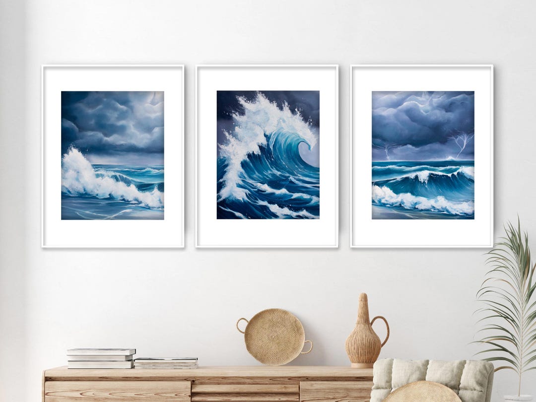 Ocean Wave Triptych: Matted Print of Original Painting - Etsy