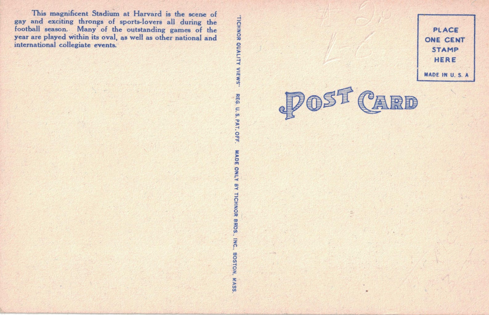 Vintage (1930s) Harvard Stadium (harvard University) Post Card - Etsy