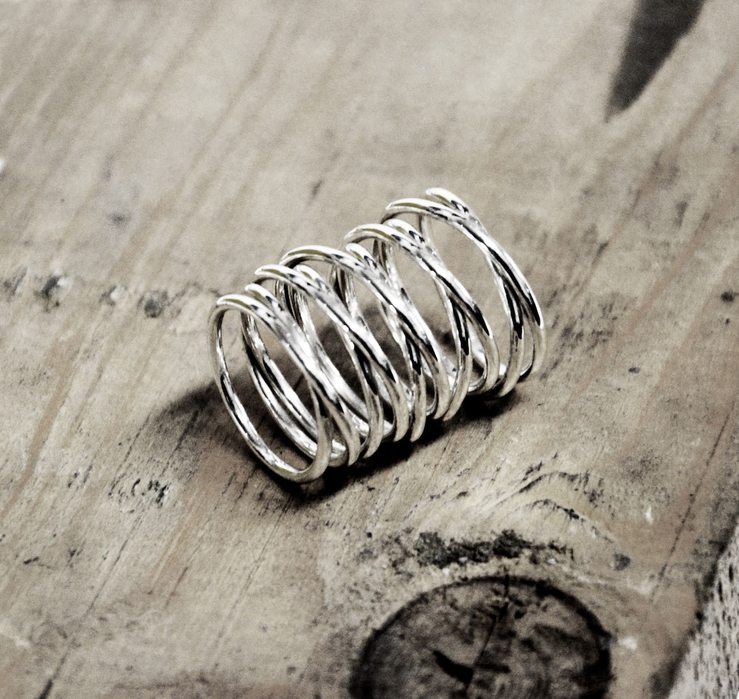 Silver Wire Ring Gift for Her, Silver Wire Wrapped Ring, Wide Band Ring ...