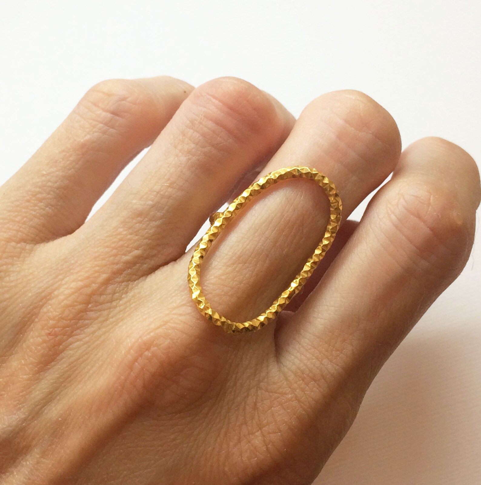 Gold open oval ring gold statement ring gold plated circle | Etsy