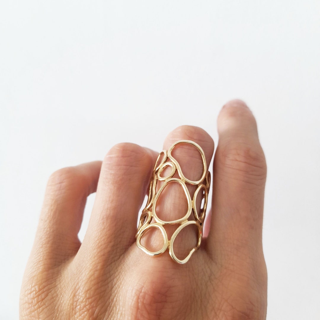 Big Gold Statement Ring, Shiny Gold Organic Ring, Handmade Gold Ring ...