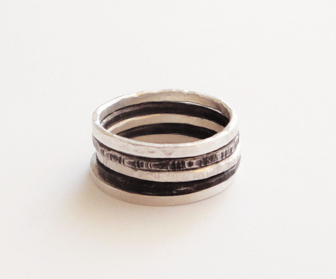 Sterling Silver Stacking Rings Set of 5 Sterling Silver - Etsy