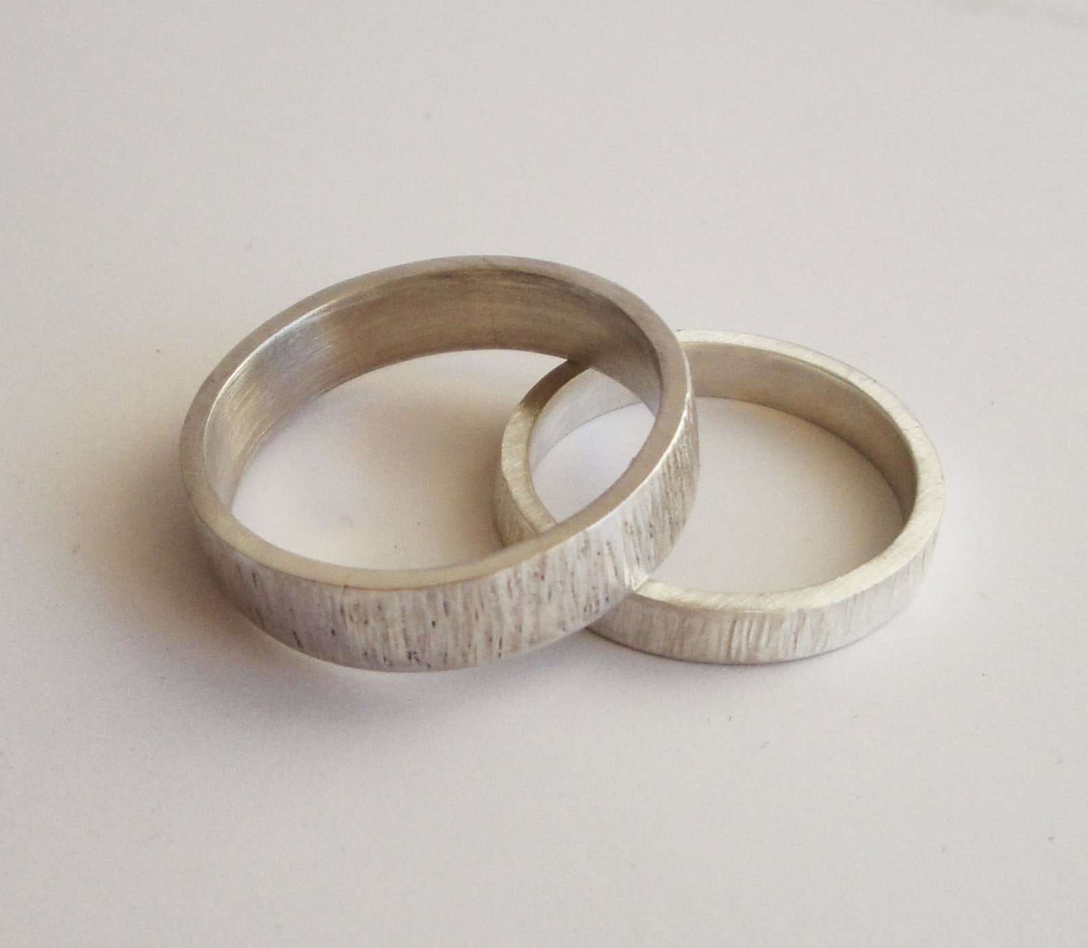 Silver Wedding Rings Set Handmade Silver Wedding Band Set - Etsy