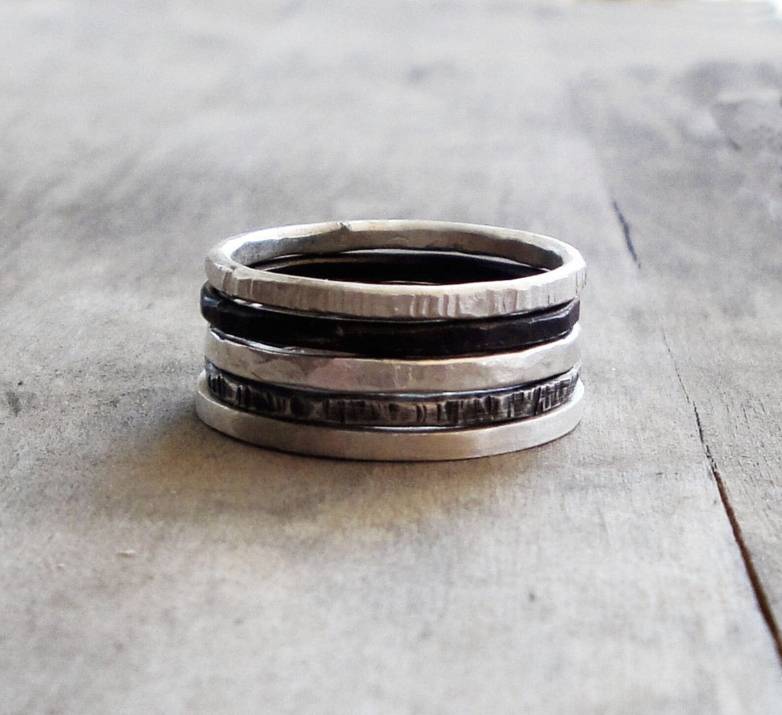 Sterling Silver Stacking Rings Set of 5 Sterling Silver - Etsy