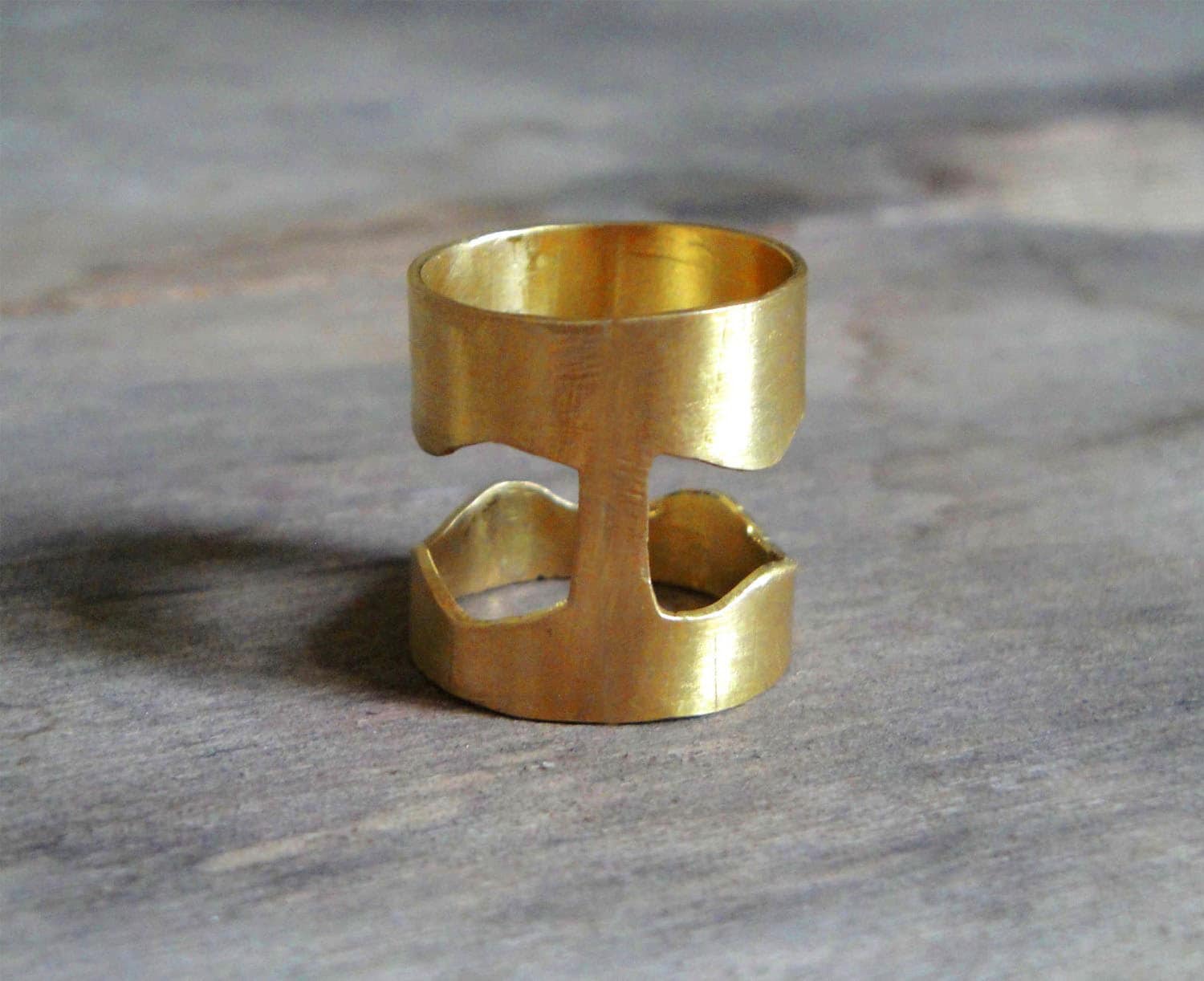 Gold Plated Statement Ring Big Gold Organic Ring Handmade - Etsy