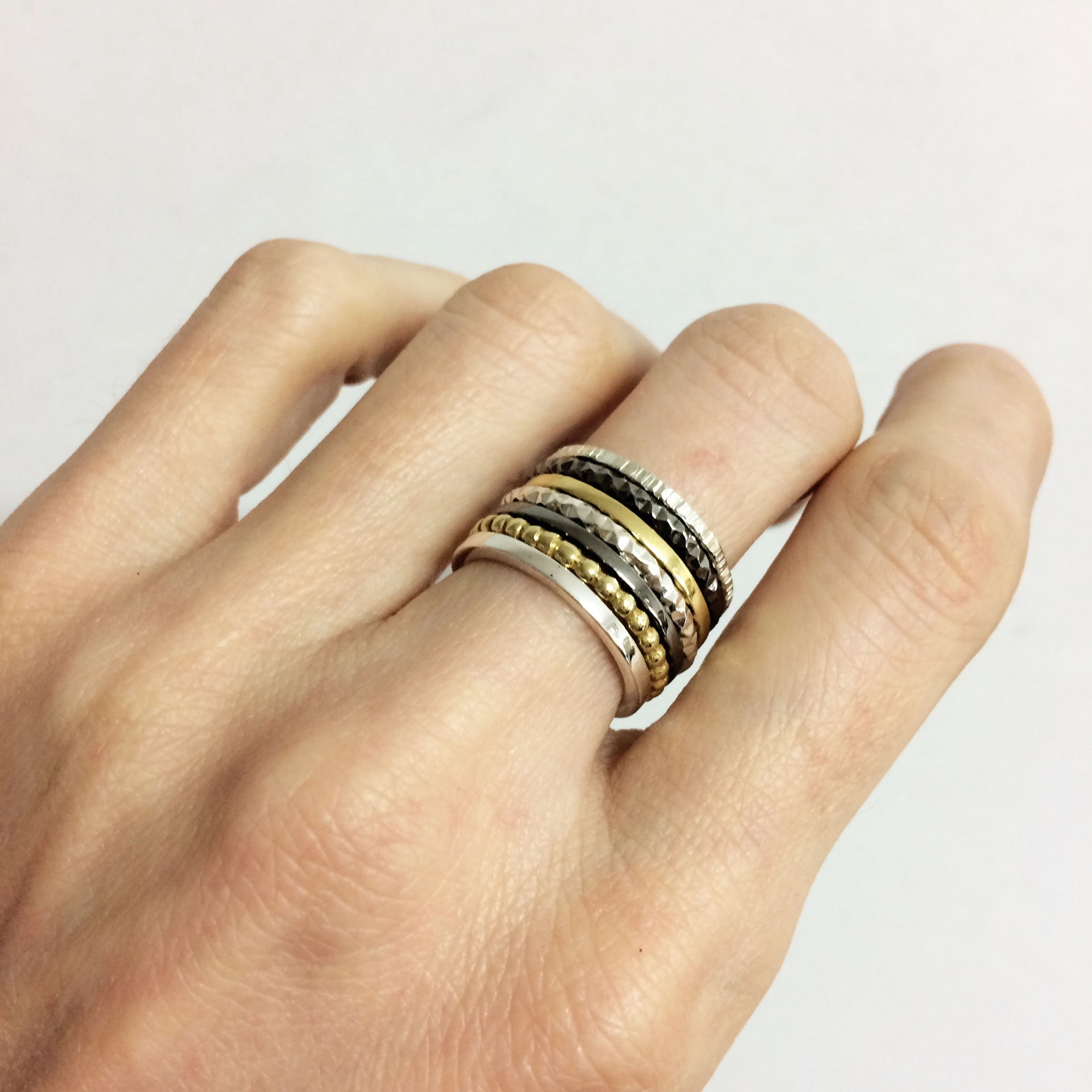 Silver Stacking Rings Set Mixed Silver Stack Rings Set - Etsy