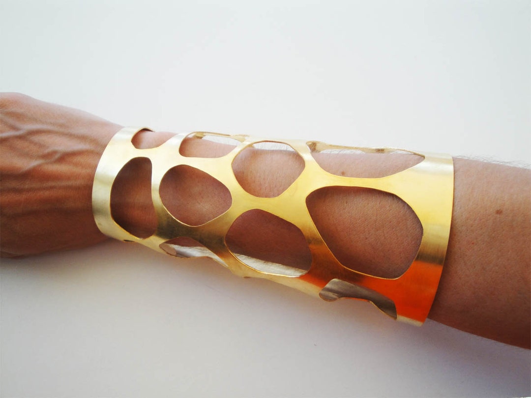 Gold Cuff Bracelet, Gold Bangle Bracelet, Gold Plated Bronze Cuff ...