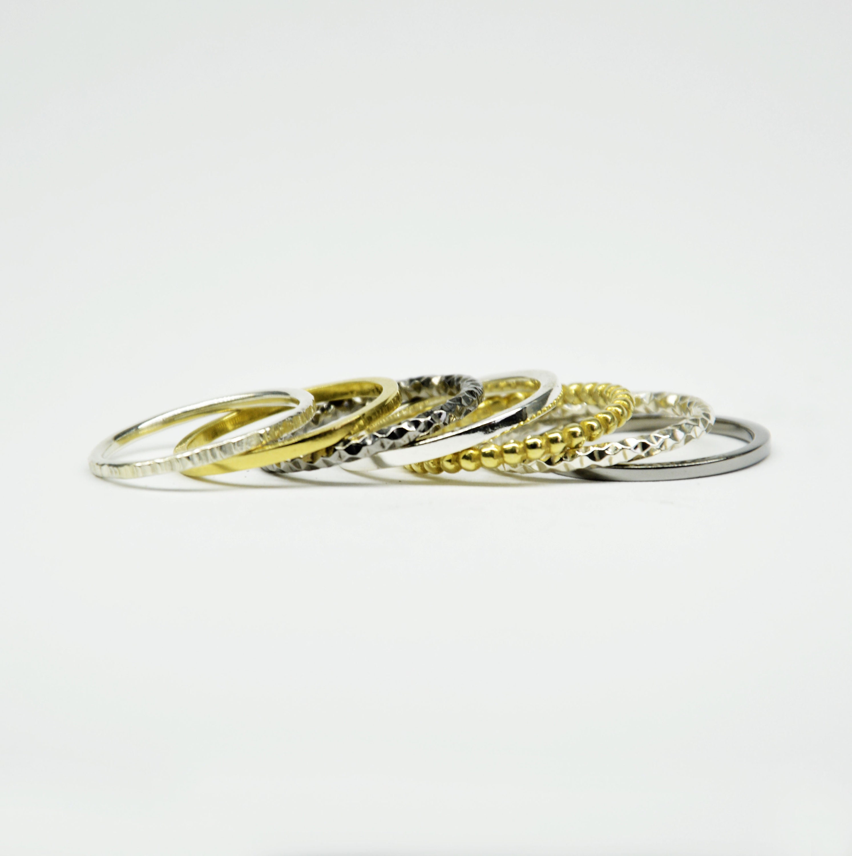 Silver Stacking Rings Set Mixed Silver Stack Rings Set - Etsy UK