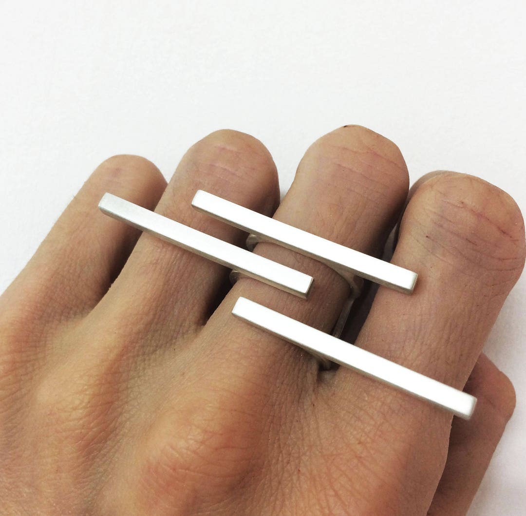 BIG Statement Ring, Silver Line Ring, Silver Statement Ring, Silver Bar ...