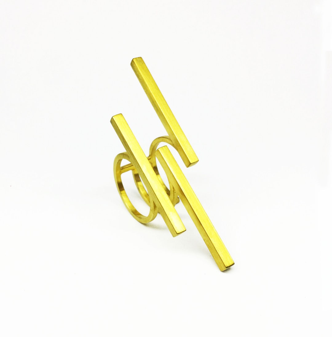 BIG Gold Statement Ring, Gold Line Ring, Gold Statement Ring, Gold Bar ...