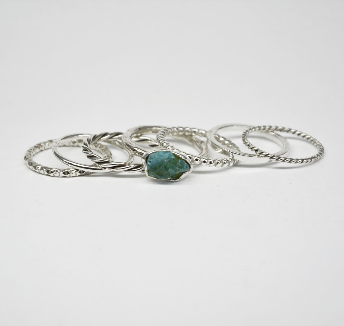 Silver Stacking Rings Set Stackable Rings Silver Stack - Etsy