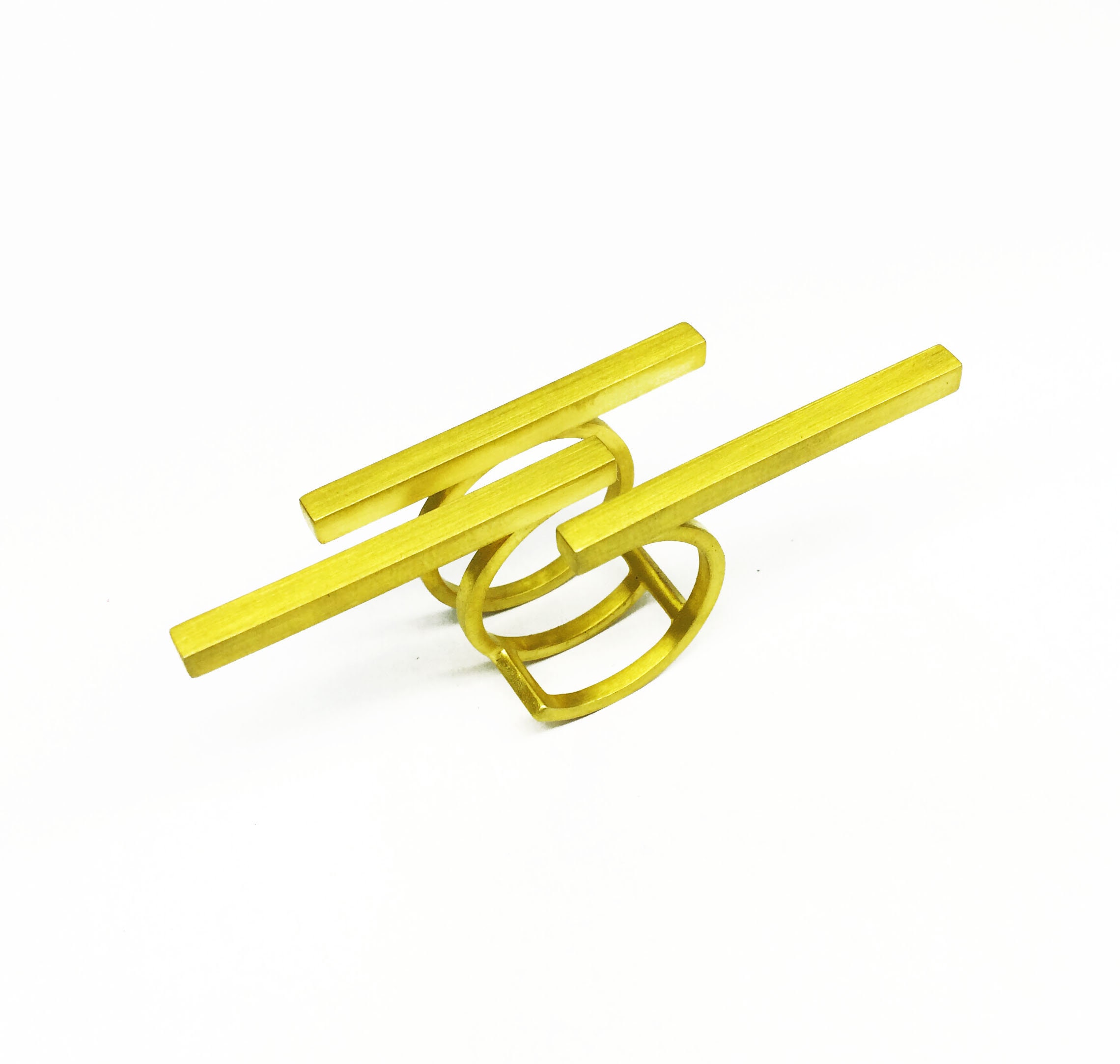 BIG gold statement ring gold line ring gold statement ring | Etsy