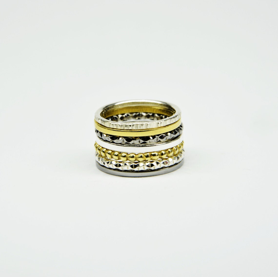 Silver Stacking Rings Set Mixed Silver Stack Rings Set - Etsy