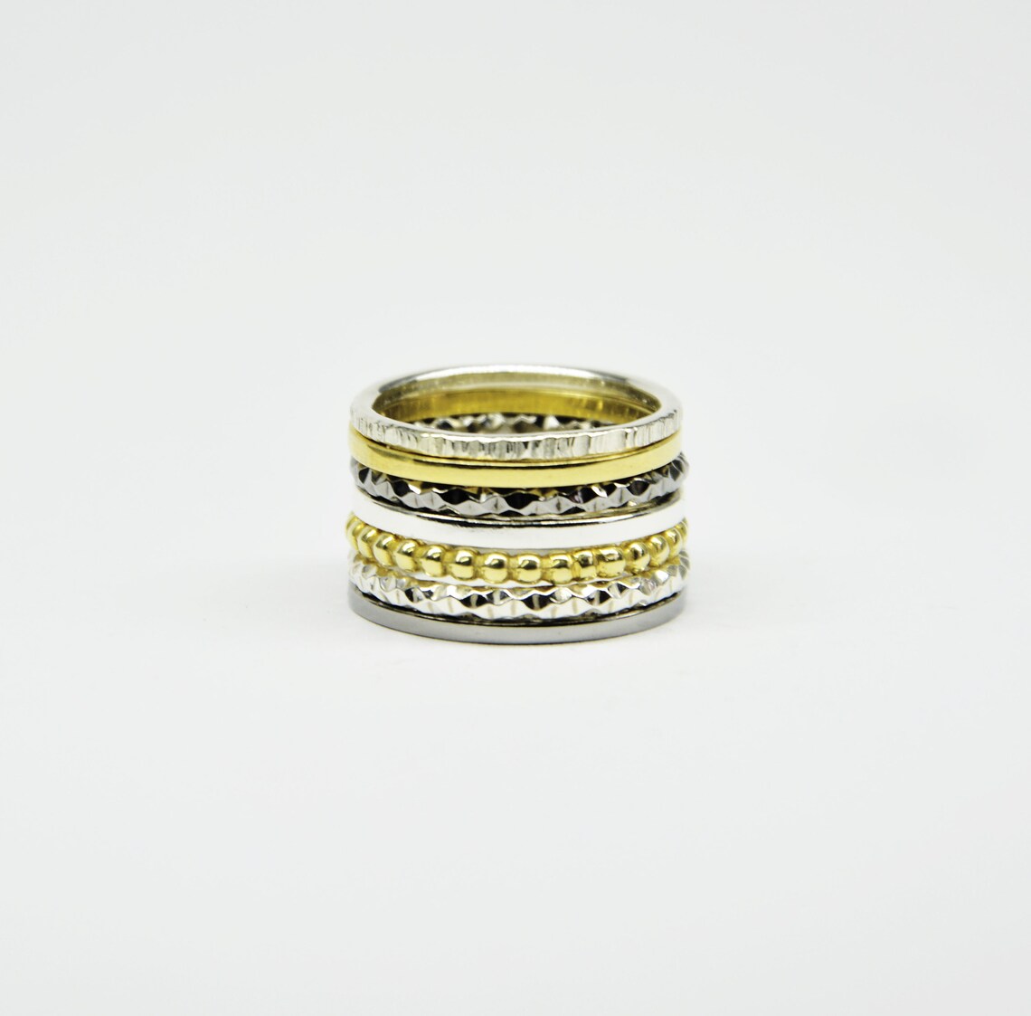 Silver Stacking Rings Set Mixed Silver Stack Rings Set - Etsy