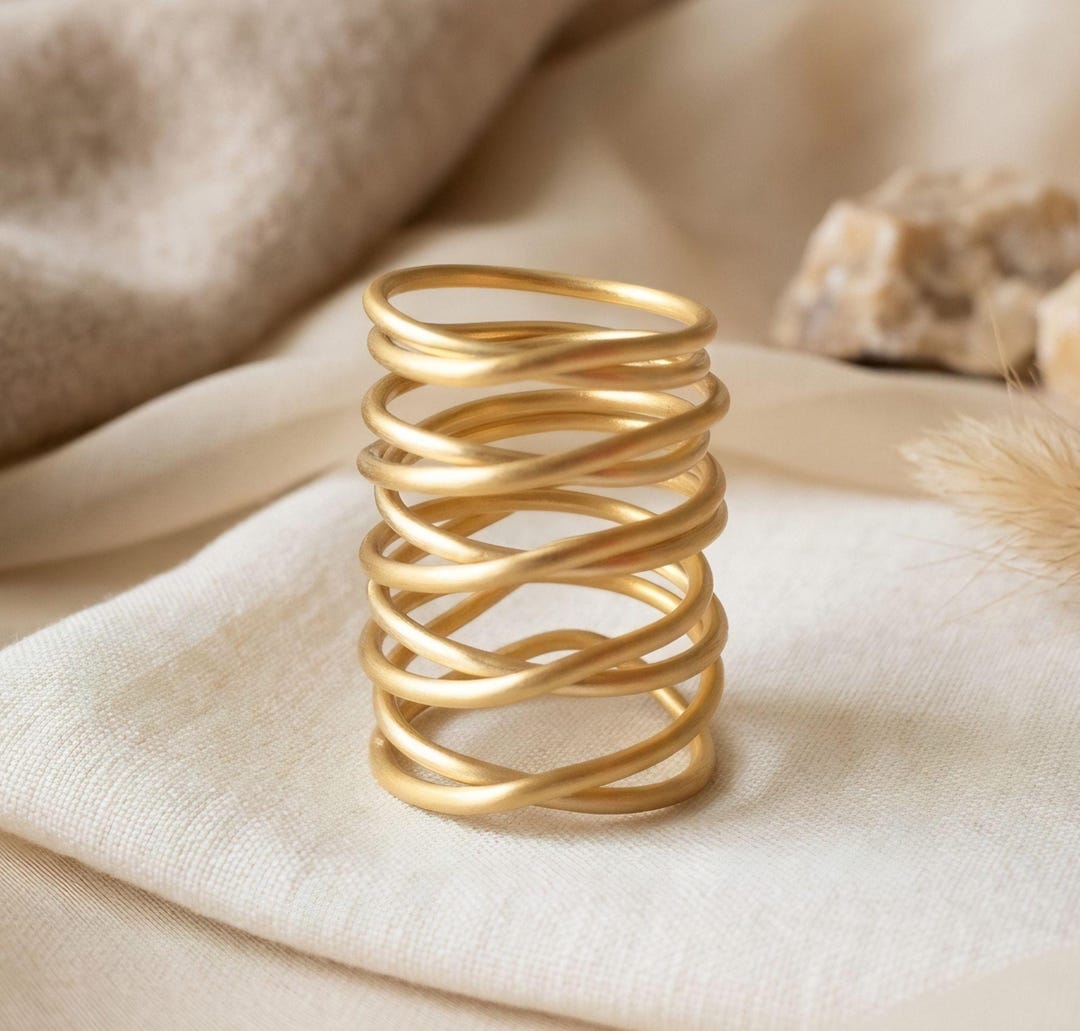 Gold Statement Ring, Minimalist Gold Ring, Gold Wrap Ring, Handmade ...