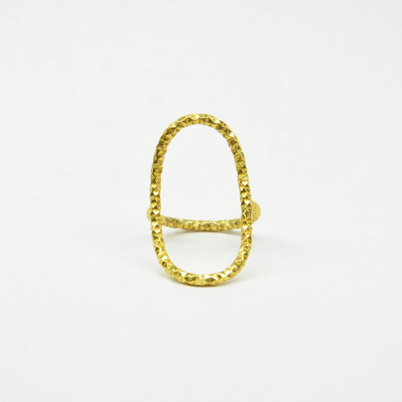 Gold open oval ring gold statement ring gold plated circle | Etsy