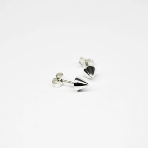 Sterling Silver Spike Earrings Studs - Minimal Silver Studs - Architectural Silver Earrings ...
