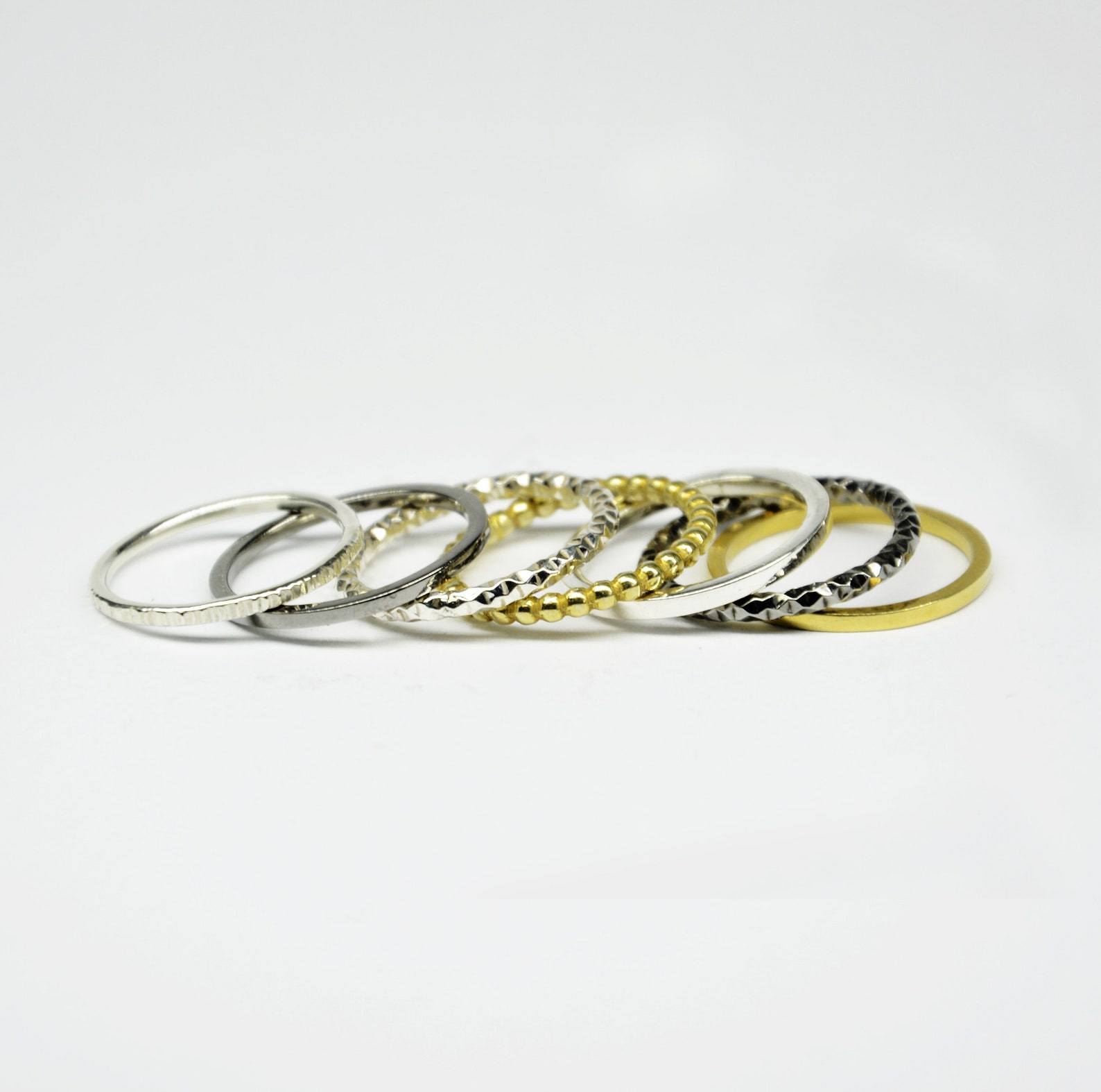 Silver Stacking Rings Set Mixed Silver Stack Rings Set - Etsy