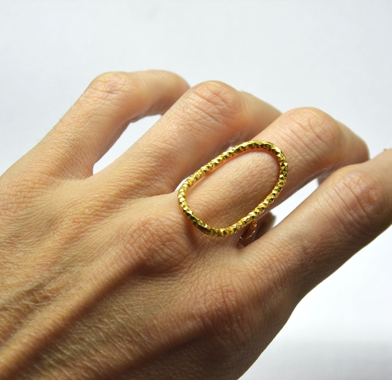 Gold Open Oval Ring Gold Statement Ring Gold Plated Circle - Etsy