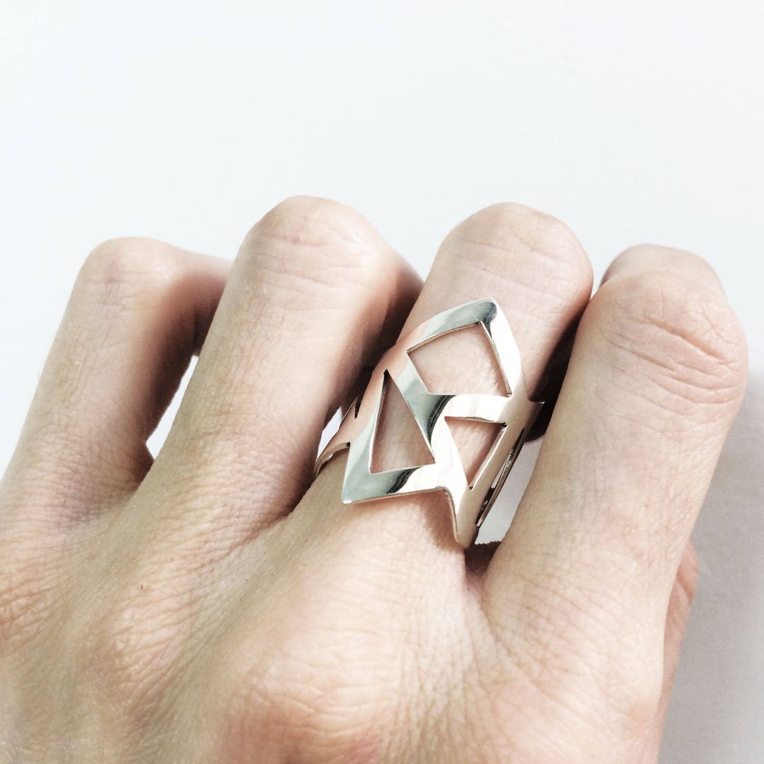 Silver Statement Ring, Geometry Ring, Architectural Ring, Contemporary ...