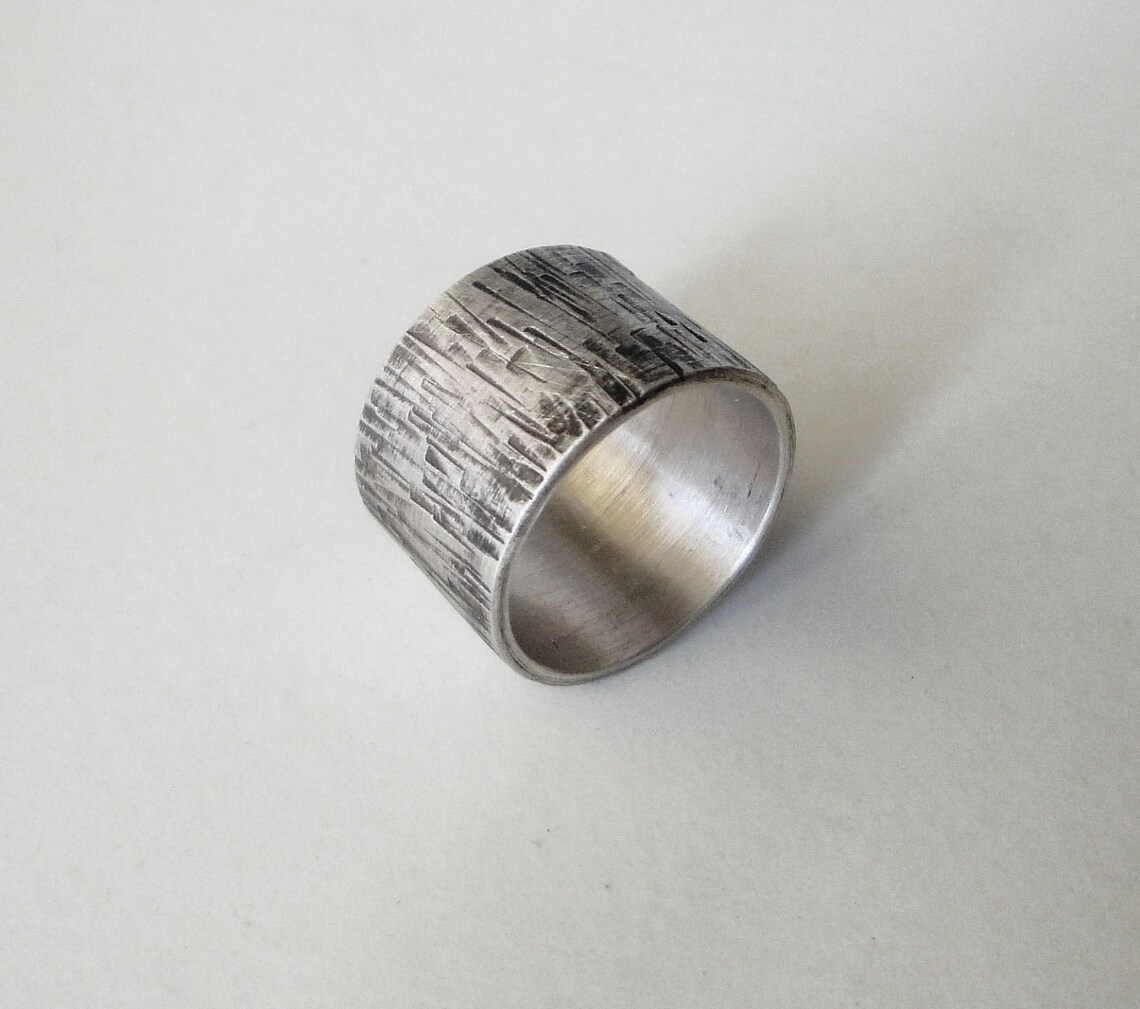 Hammered Mens Silver Ring Rusty Sterling Silver Mens Ring | Etsy