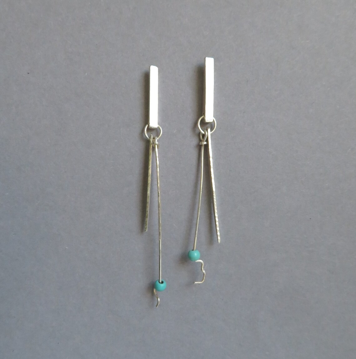 Dangling Turquoise Square Twisted Earrings, Turquoise Earring Dangle ...