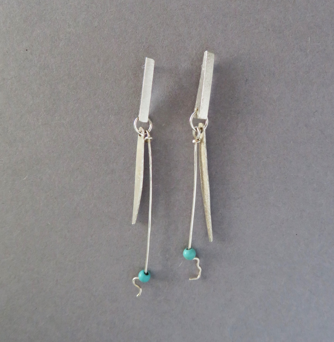 Dangling Turquoise Square Twisted Earrings, Turquoise Earring Dangle ...