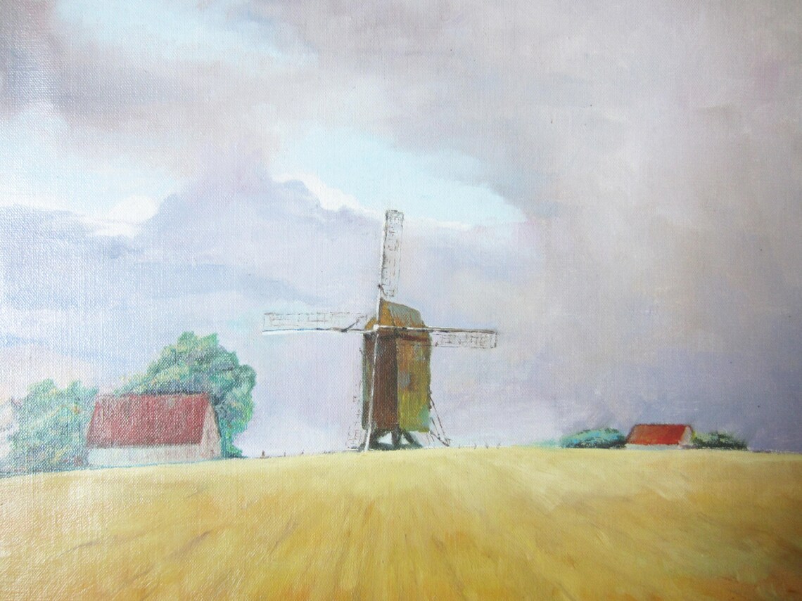 OIL PAINTING on Canvasfrench Flanders Landscapesigned E. Blondeel ...