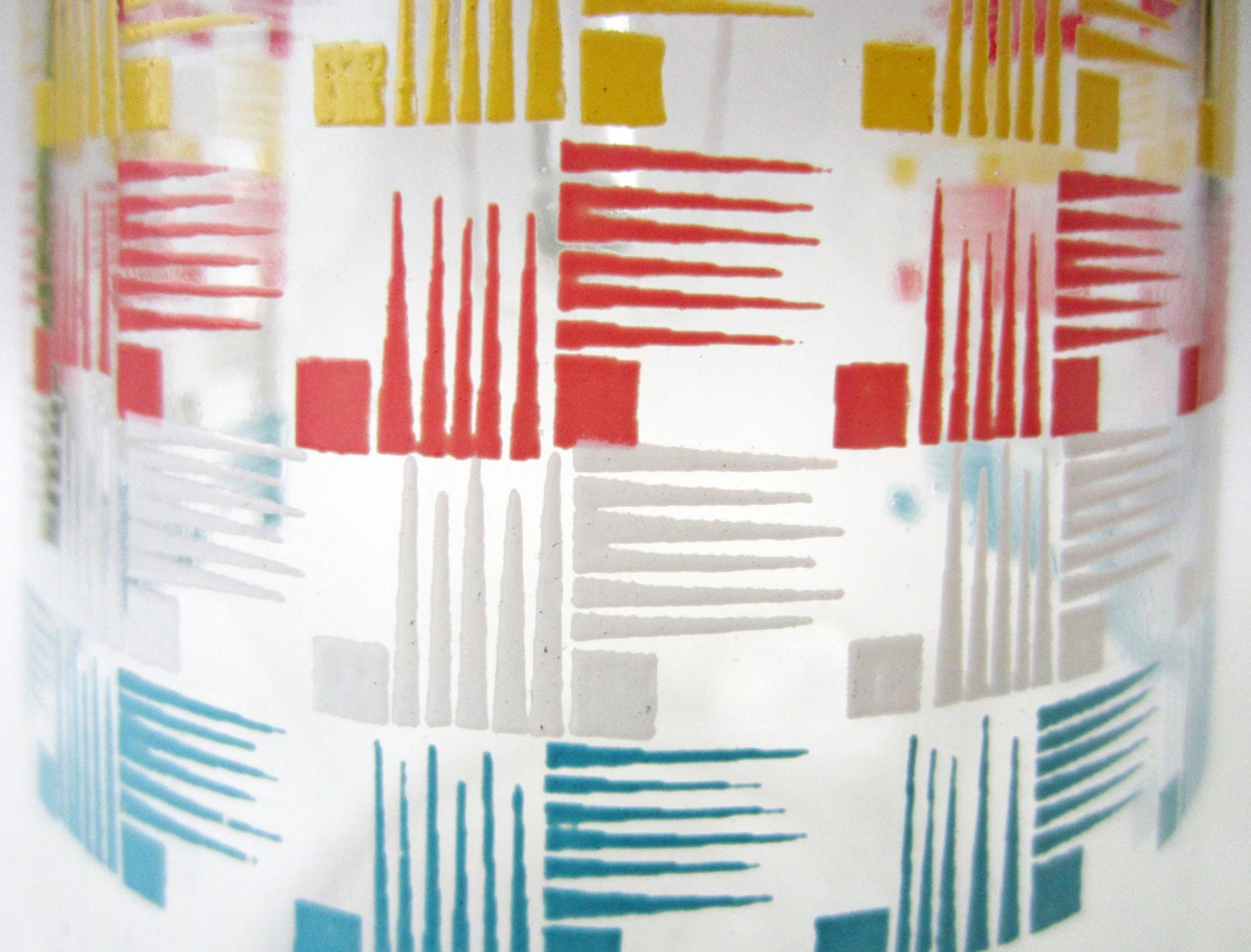 1950s French Vintage Glass Pitchercolorful Abstract Geometric ...