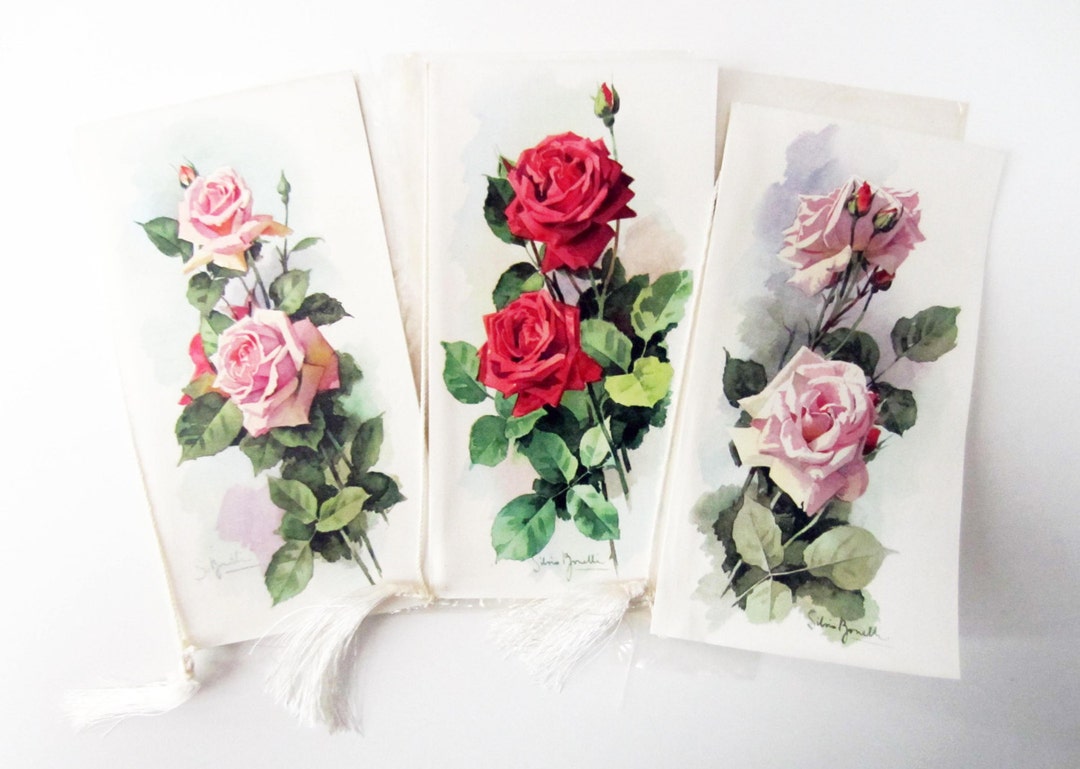 Ancient Double CARDS⎮ROSES Illustrated⎮signed Silvio Bonelli⎮greetings ...