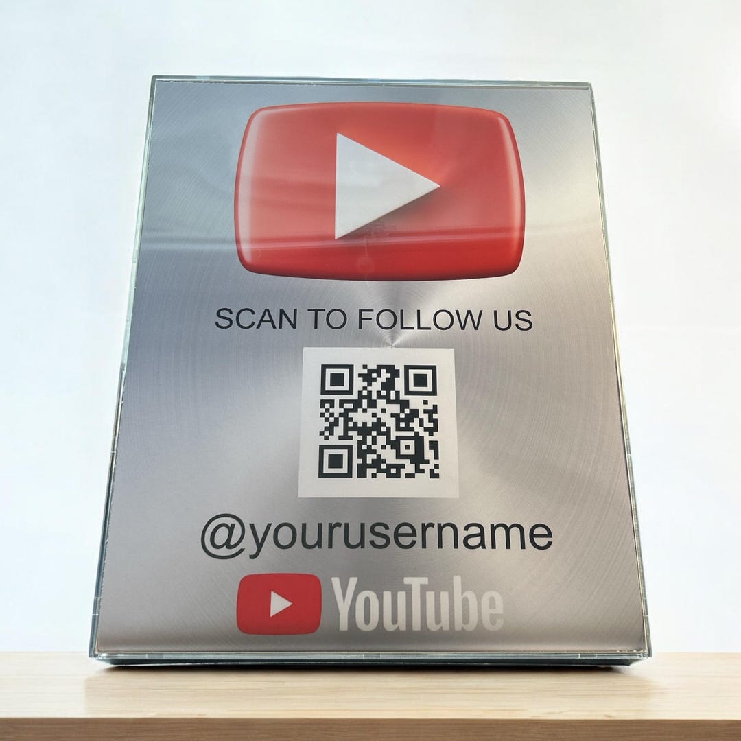 Youtube QR Code Custom Chrome Plaque Award - Etsy