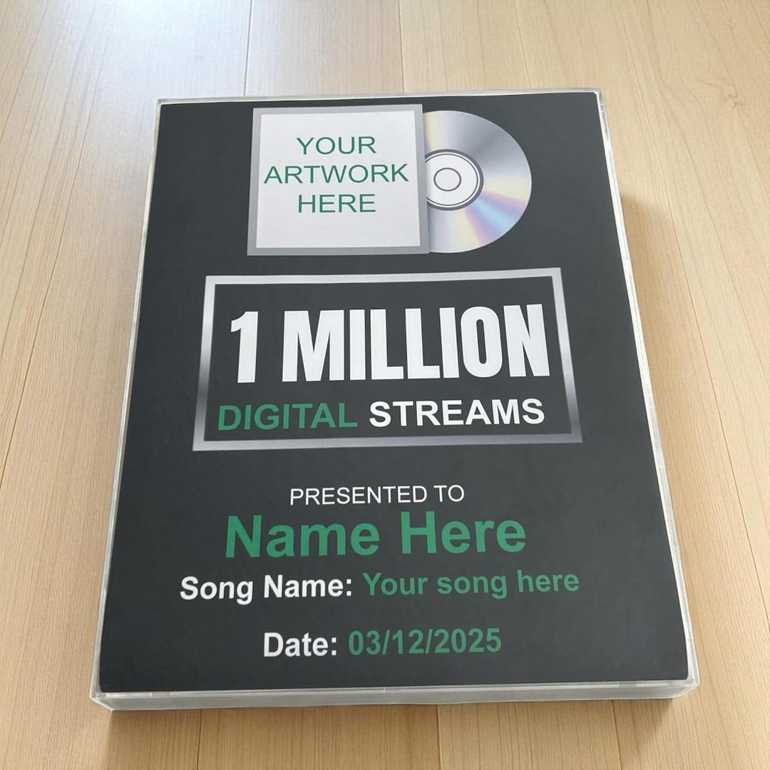 Digital Music Streaming Custom Plaque Award, Vinyl Record for Musicians ...