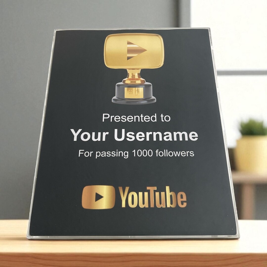YouTube Black And Gold Trophy Custom Play Button Award Plakette - Etsy.de