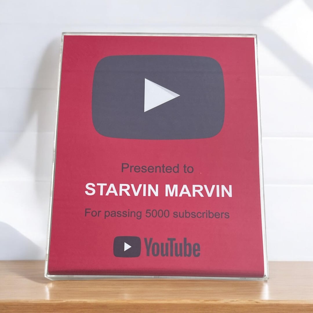 Red Play Button Award | Youtube Plaque - Etsy