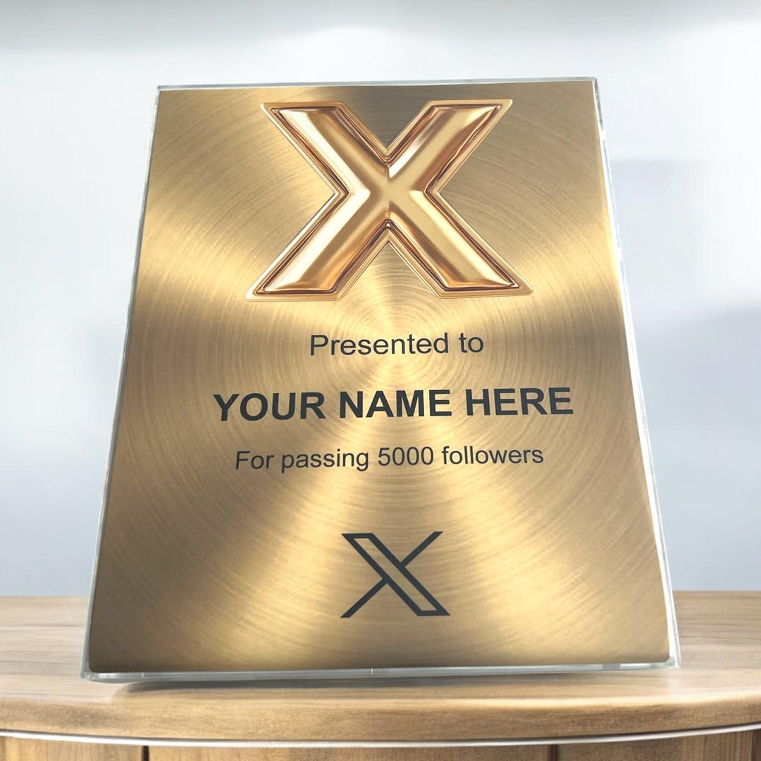 Twitter X Award 3D Gold Custom Plaque Award - Etsy