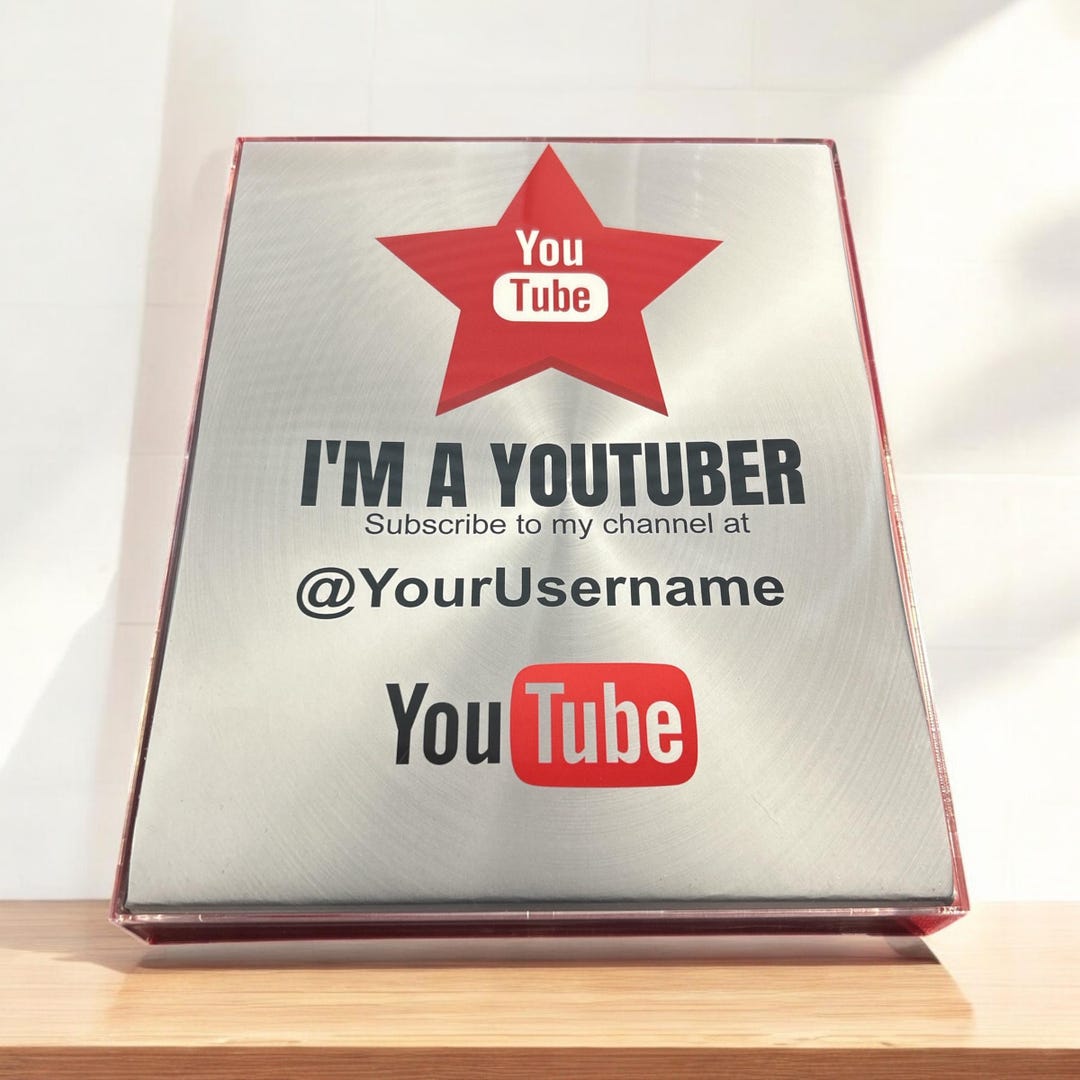 Youtube "i'm a Youtuber" Star Custom Award Chrome Plaque - Etsy